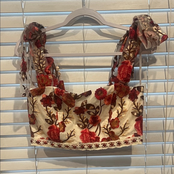 Altar'd State | Tops | Altard State Floral Embroidered Crop Top Red And ...